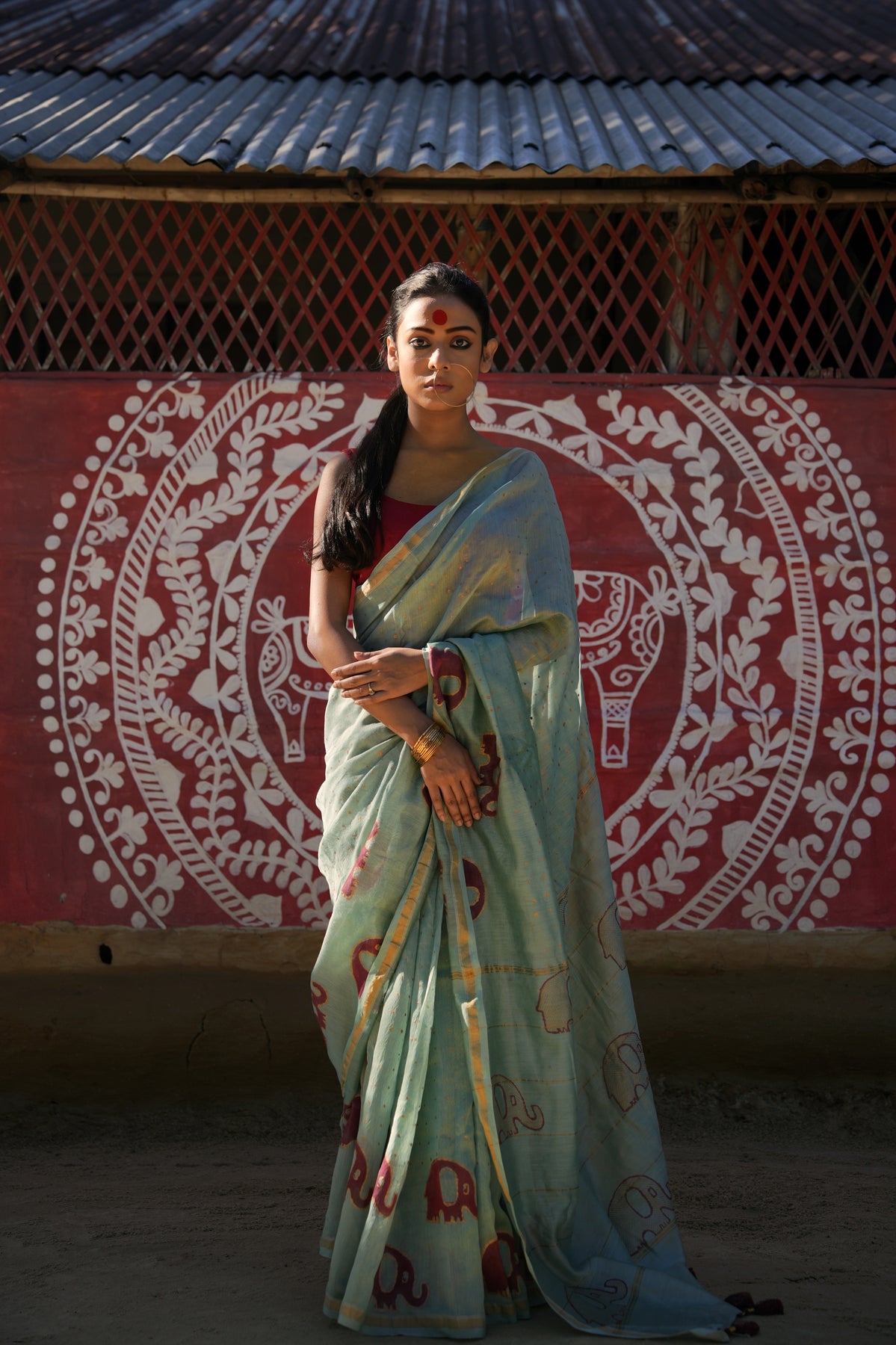 FOIL PRINTED ELEPHANT - Chanderi Saree– CHHAPA
