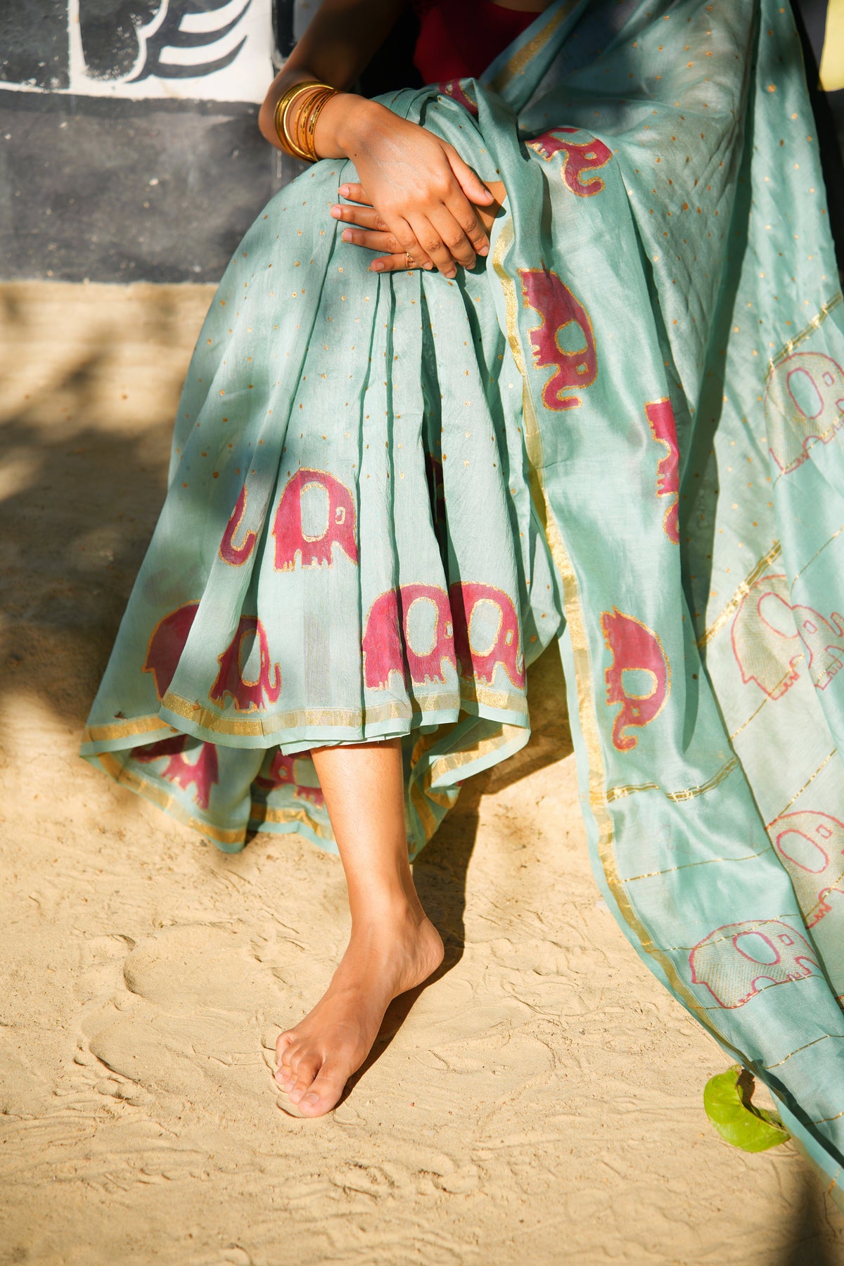 FOIL PRINTED ELEPHANT - Chanderi Saree– CHHAPA