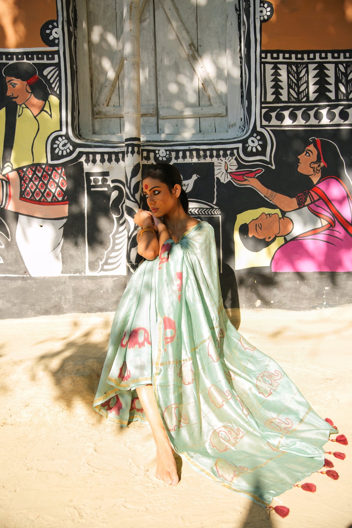 FOIL PRINTED ELEPHANT - Chanderi Saree– CHHAPA