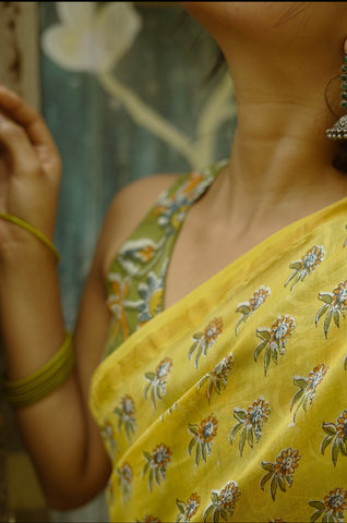 CHANDERI SAREE - Cage with Navy & Teal Blue – CHHAPA