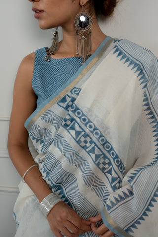CHANDERI SAREE - Foil Printed Elephant Saree – CHHAPA